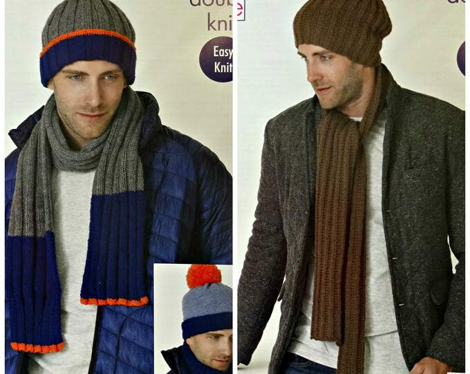 Mens Knitting Pattern K5265 Mens Easy Knit 3 Styles Hat Cowl - Etsy UK