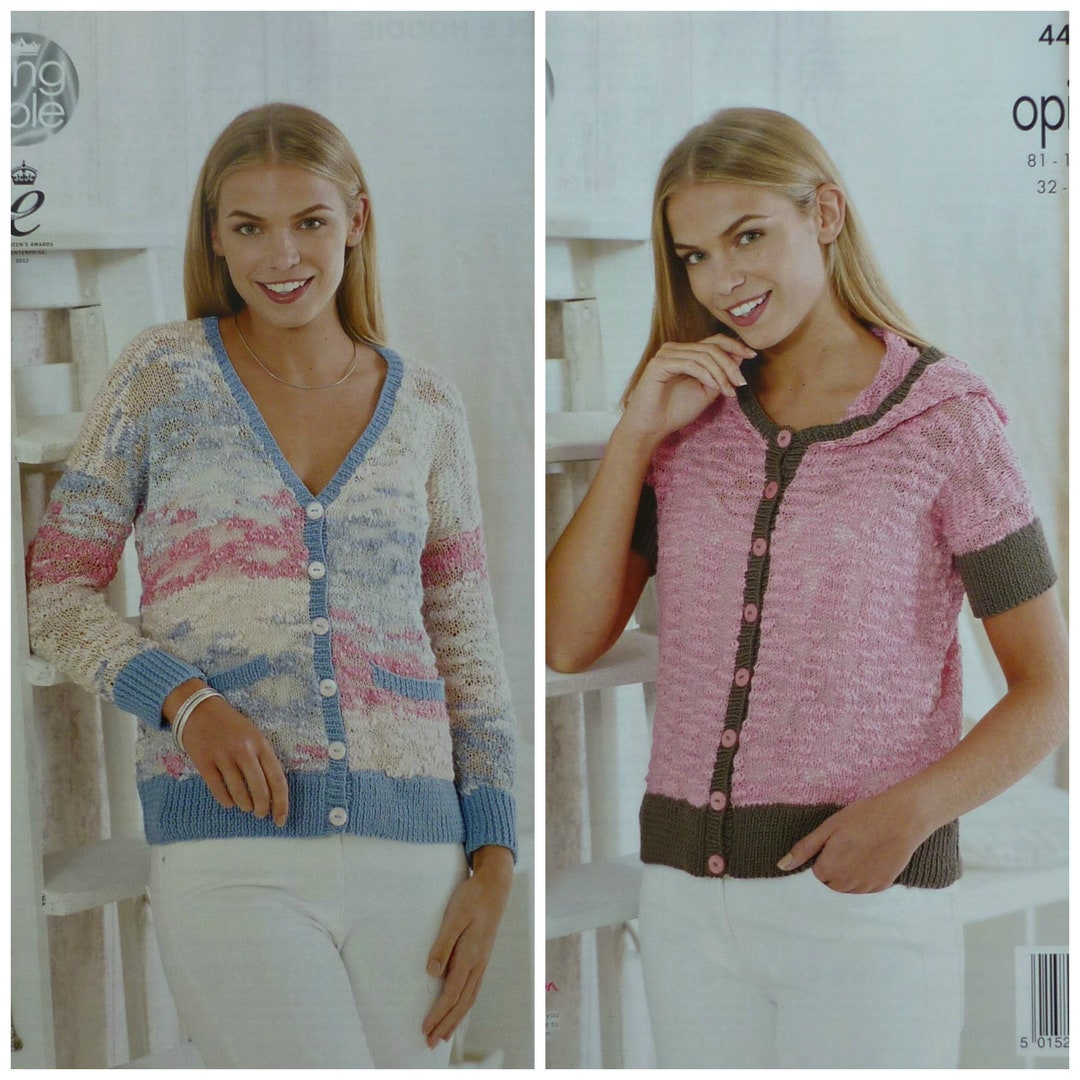 Womens Knitting Pattern K4471 Ladies Cardigan and Hooded - Etsy
