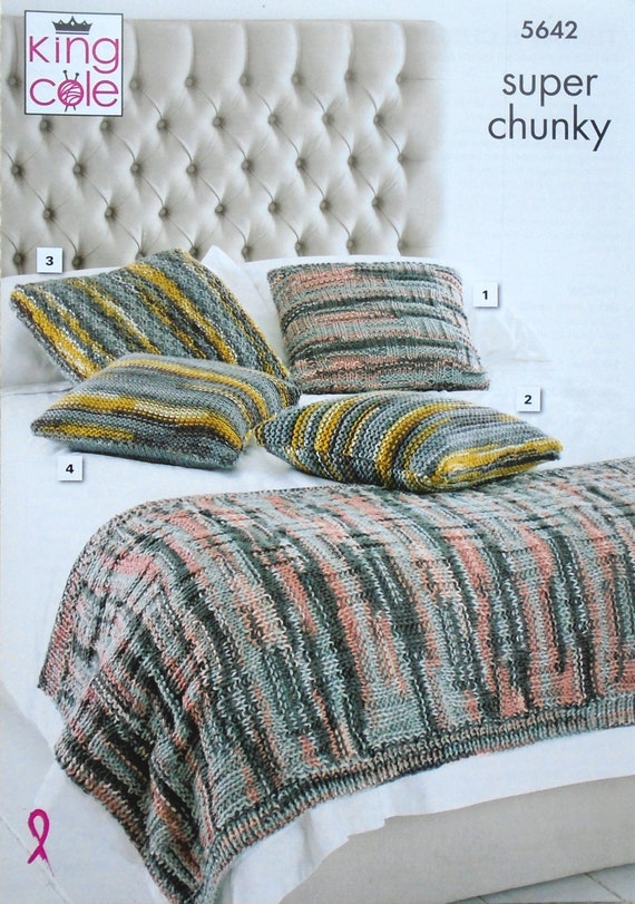 Womens Knitting Pattern K5642 Easy Knit Textured Throw and 4 | Etsy UK