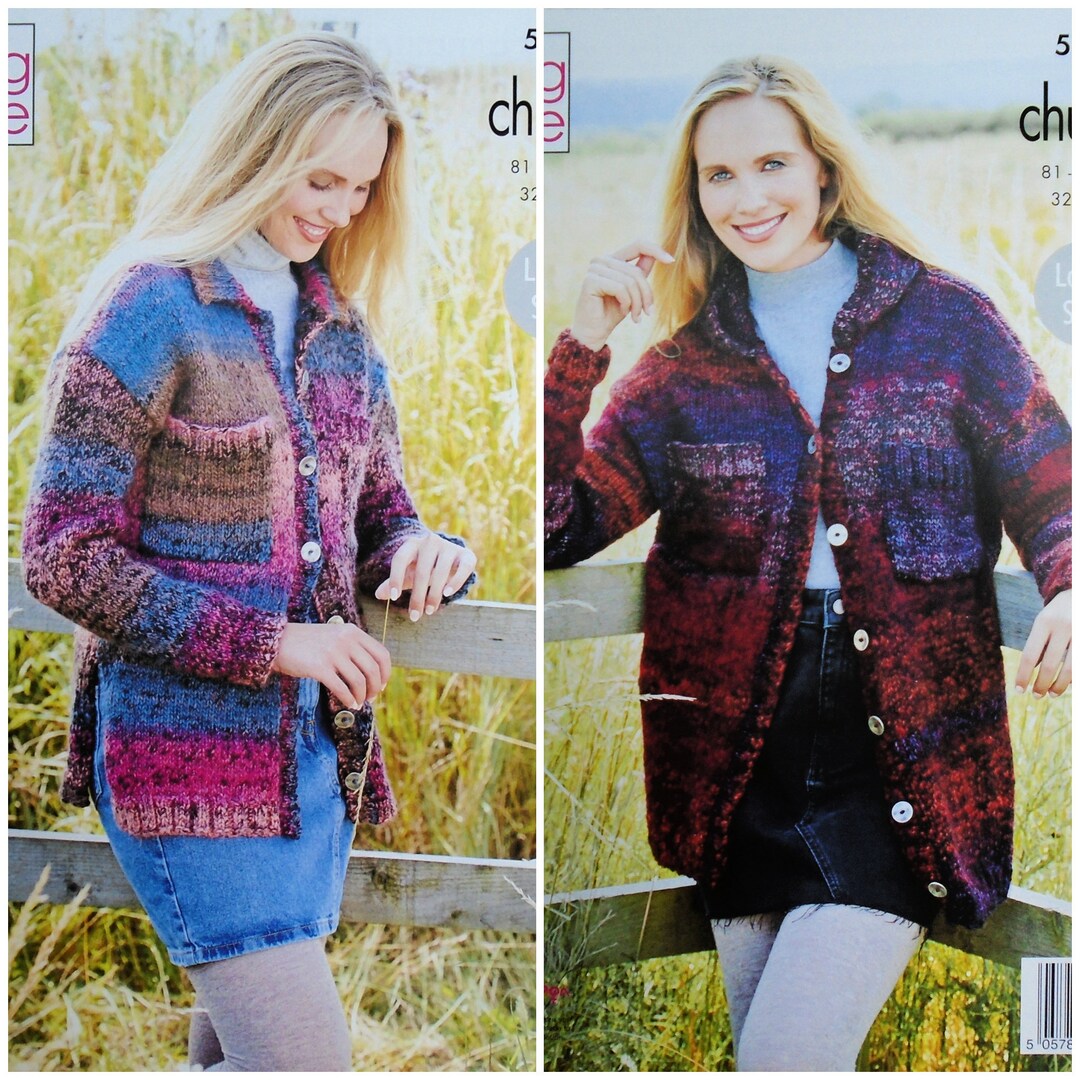 Womens Knitting Pattern K5813 Ladies Jackets With Breast Pocket, Side ...