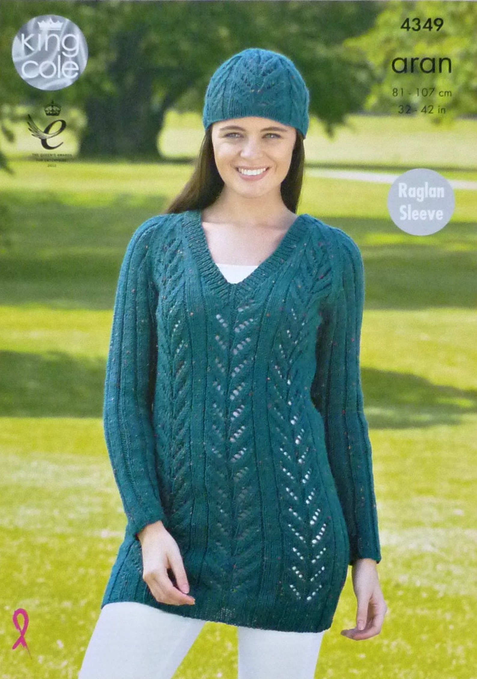 Womens Knitting Pattern K4349 Ladies Long Raglan Sleeve V-neck - Etsy UK