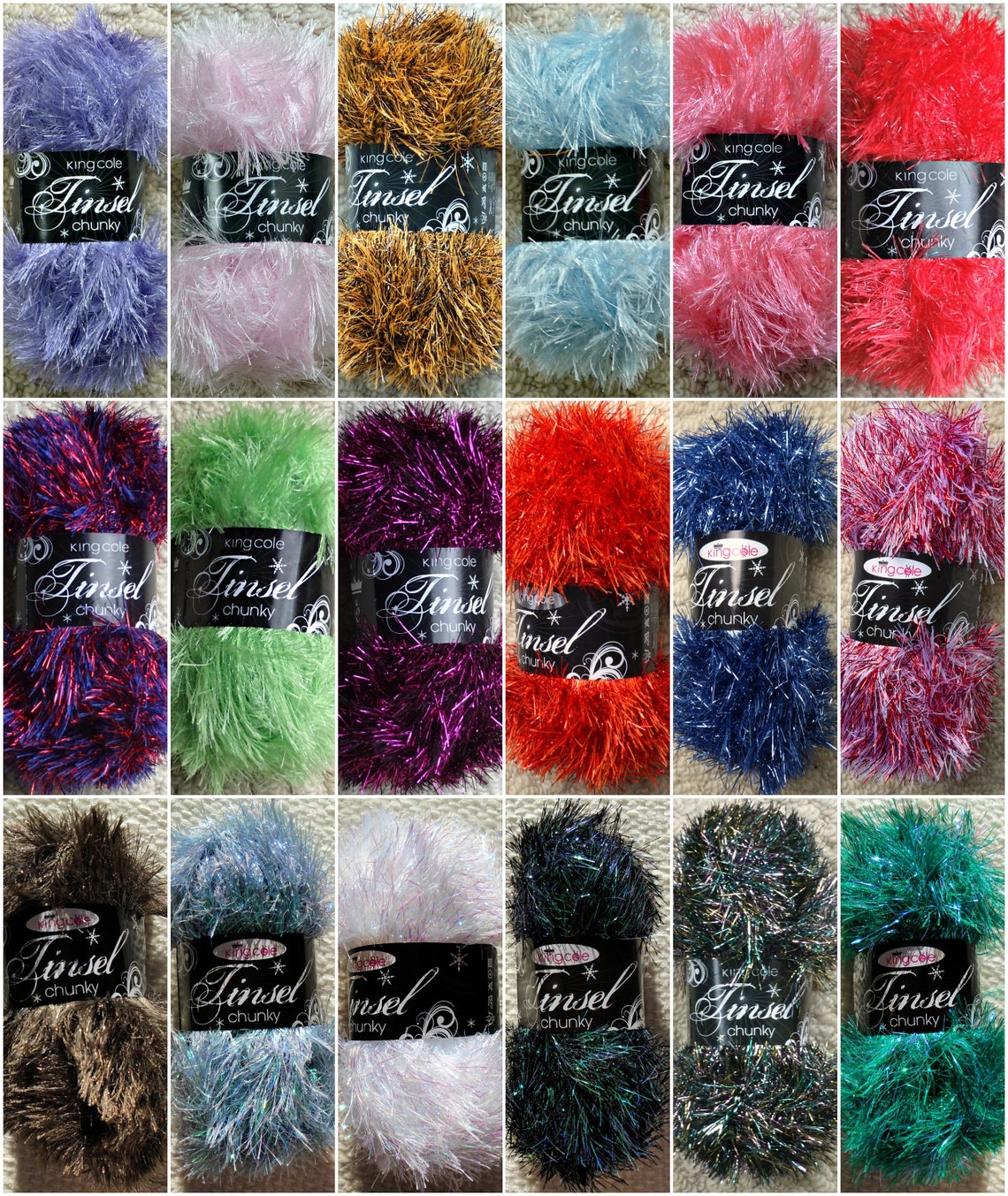 Tinsel Christmas Knitting Crochet Wool/yarn King Cole 50g - Etsy UK