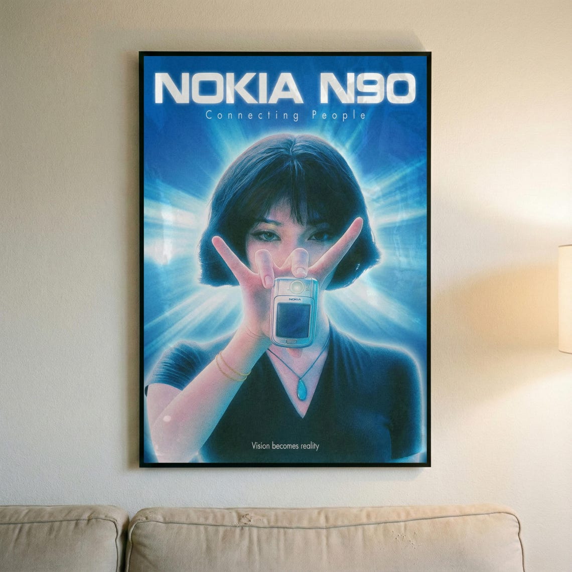 Nokia N90 Poster Print, Y2K Tech Wall Art, 2000s Phone Ad, Cyber Blue ...
