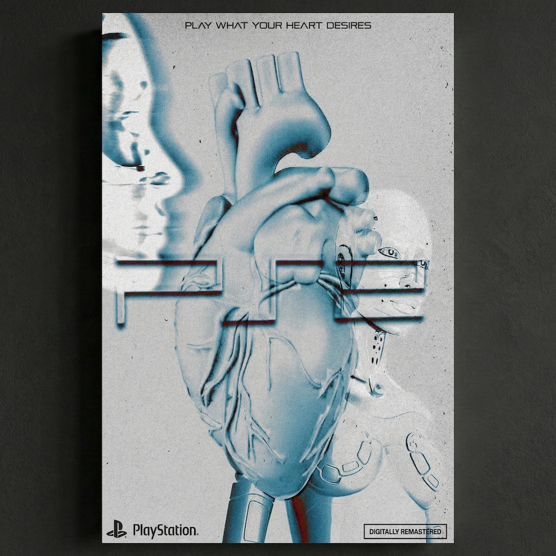 Anatomical Heart PS2 Aesthetic Poster, Y2K Futurism Wall Art ...