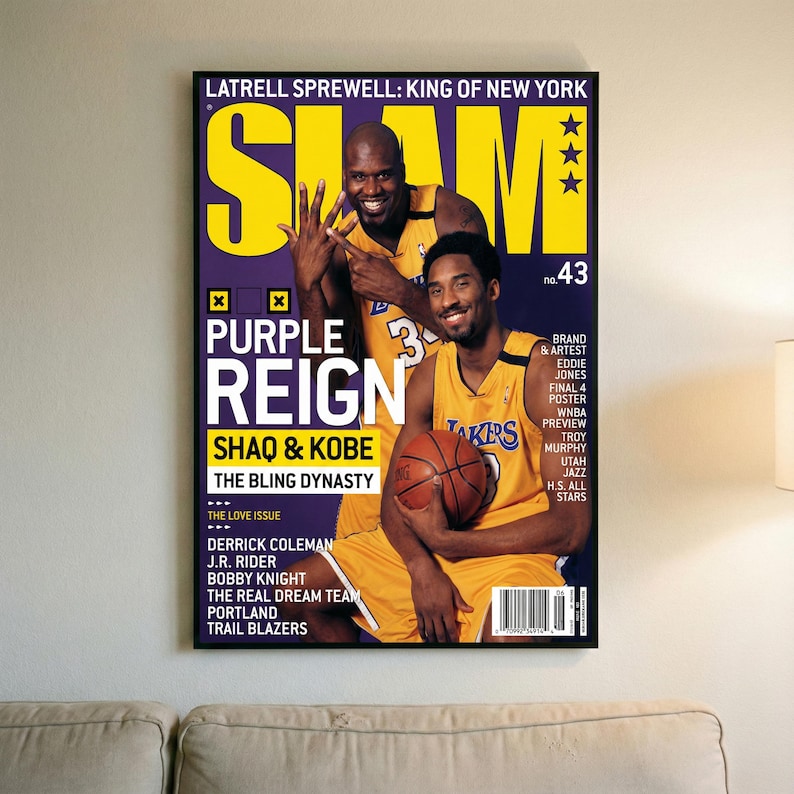 Shaq & Kobe Y2K Magazine Cover Poster, Purple Reign Wall Art - Etsy