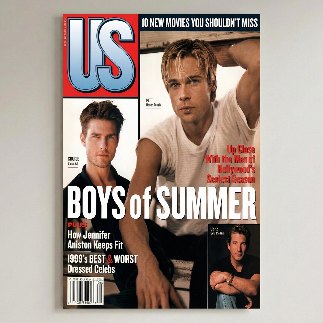 1999 Magazine Cover Poster, Brad Pitt, Tom Cruise, Richard Gere, Boys ...