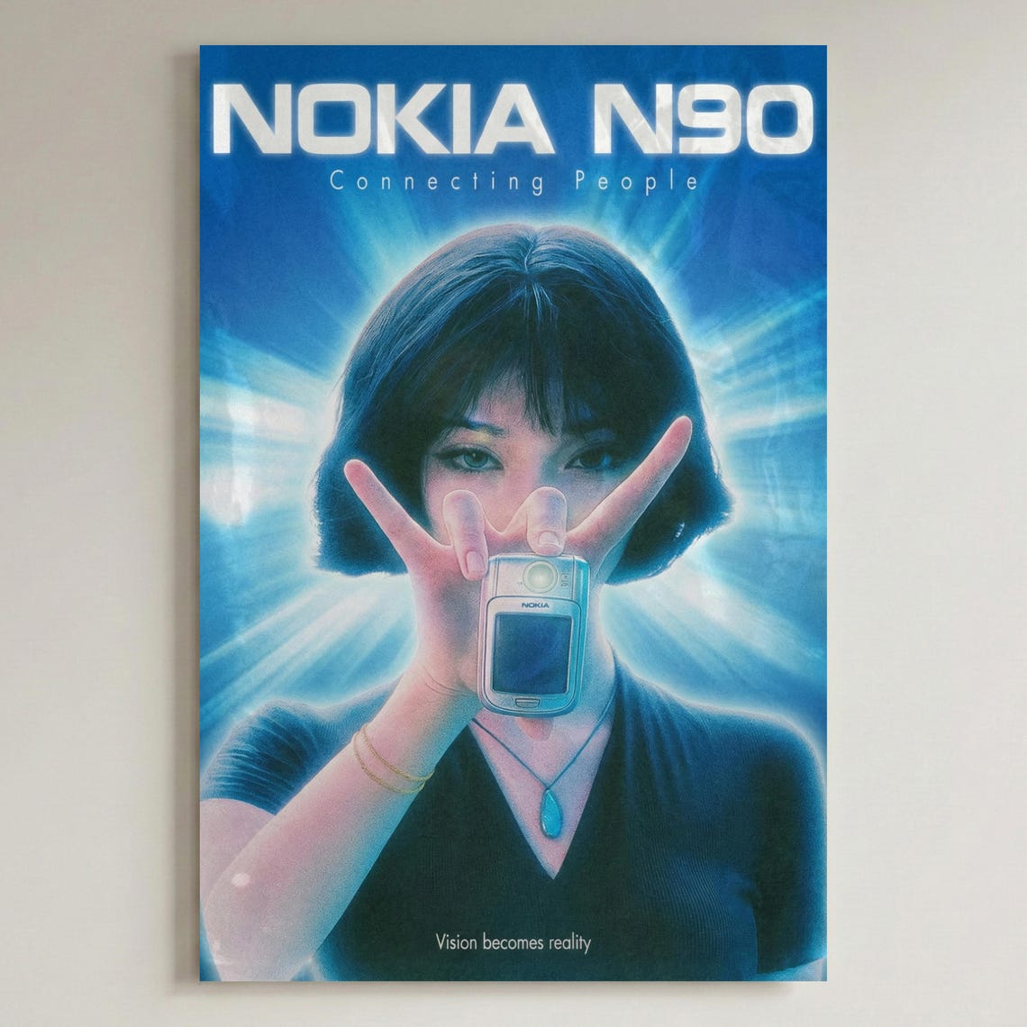 Nokia N90 Poster Print, Y2K Tech Wall Art, 2000s Phone Ad, Cyber Blue ...