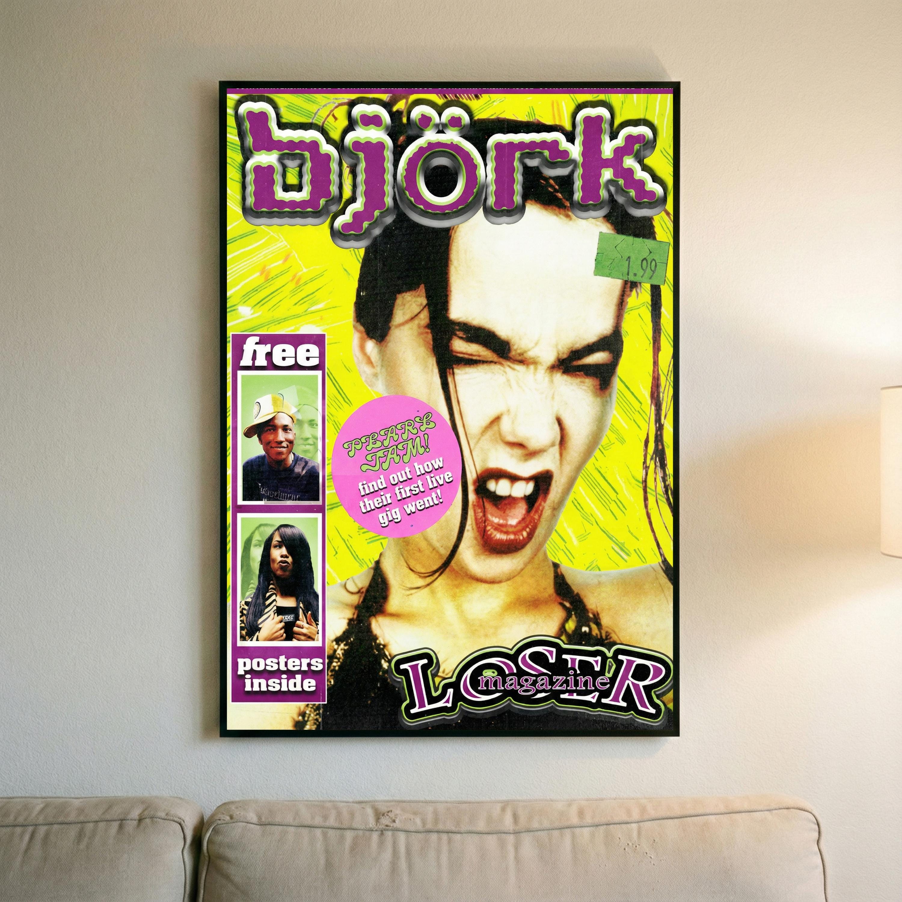 Björk Loser Magazine Cover Poster, 90s Acid Grunge Wall Art - Etsy