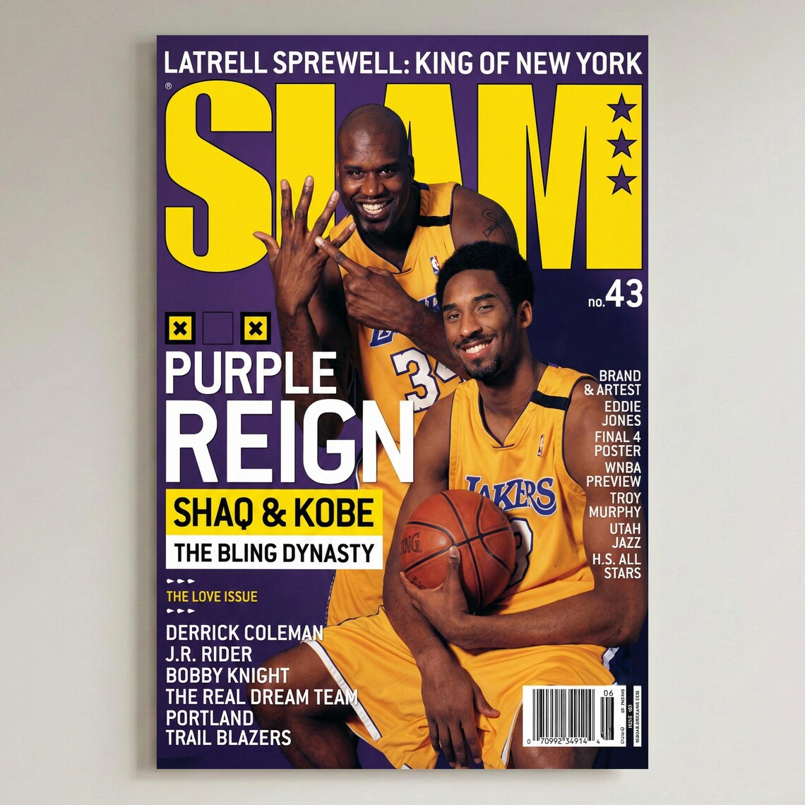 Shaq & Kobe Y2K Magazine Cover Poster, Purple Reign Wall Art - Etsy