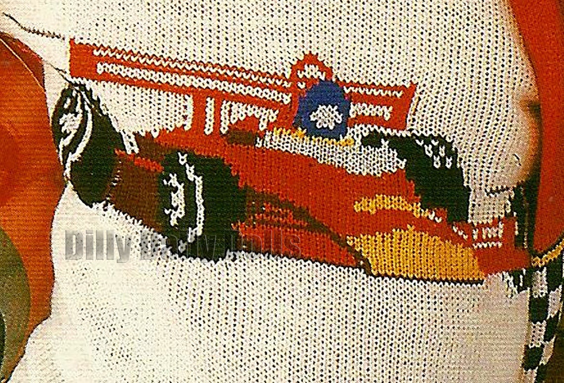 Race Car intarsia/motif Sweater knitting Pattern in 4 ply yarn | Etsy