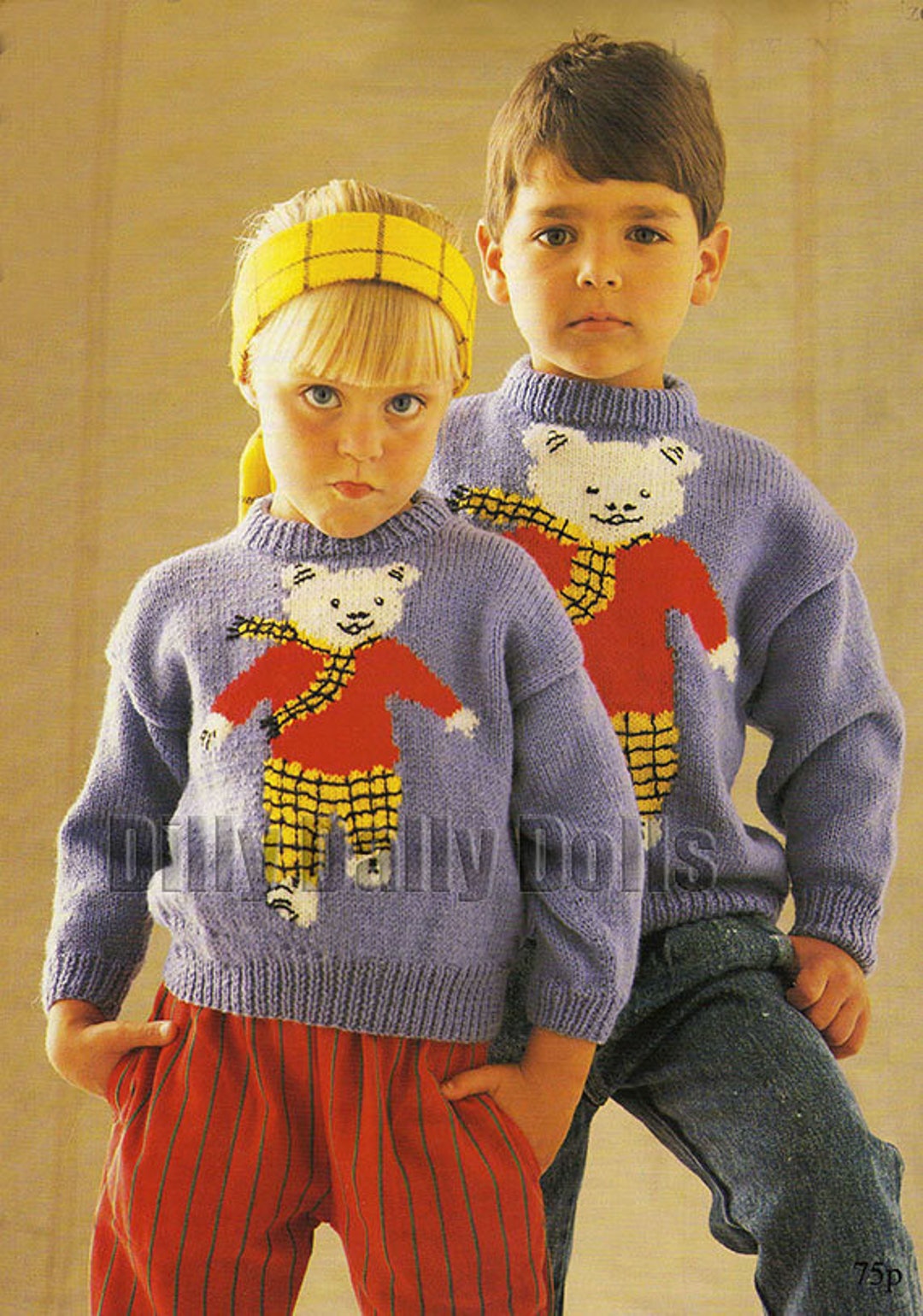 Rupert Intarsia Crew Neck Sweater DIGITAL PDF Knitting Pattern - Etsy