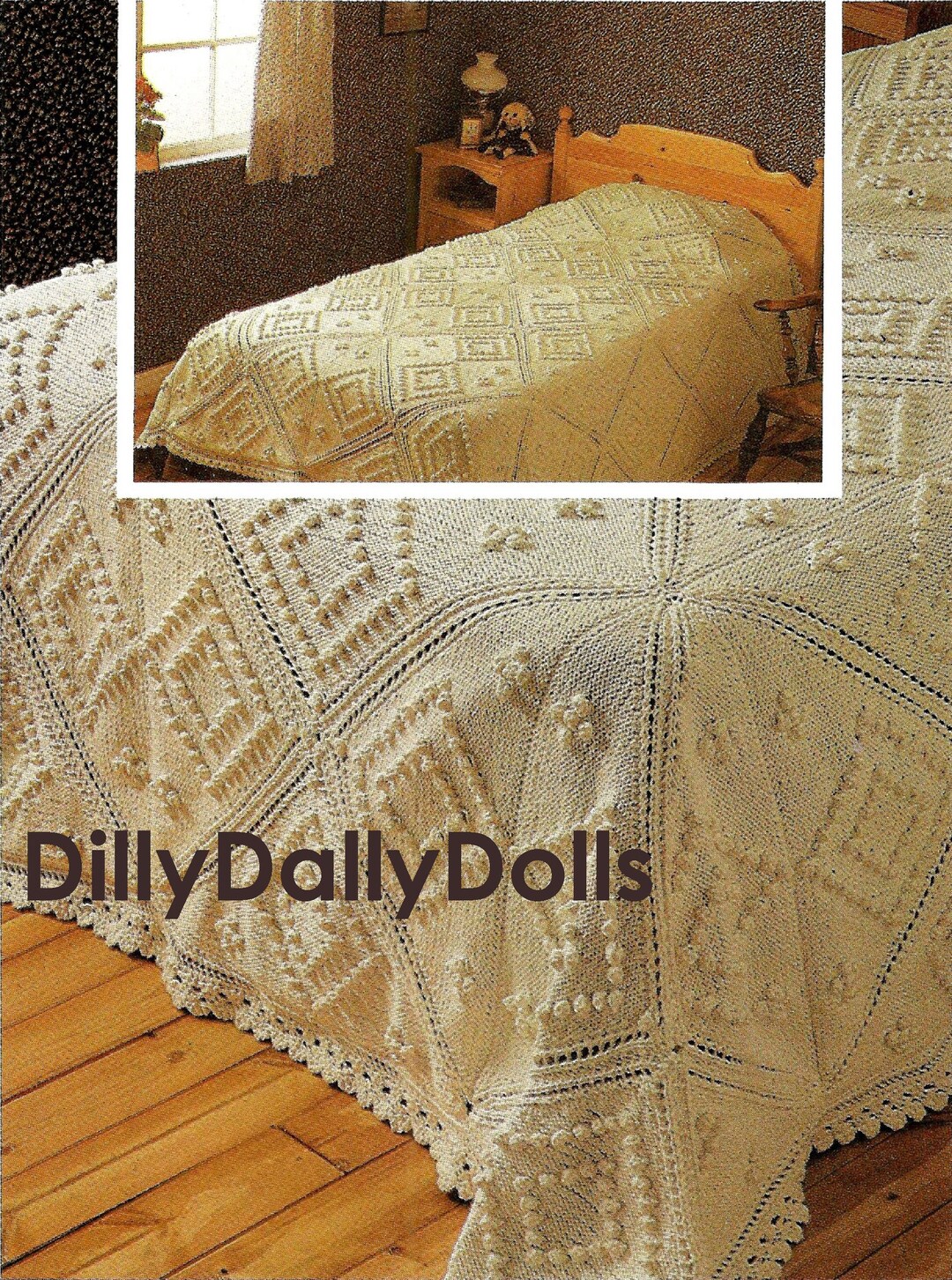 Vintage 1980's 'heirloom' Cotton Bedspread Afghan Throw Cover Blanket ...