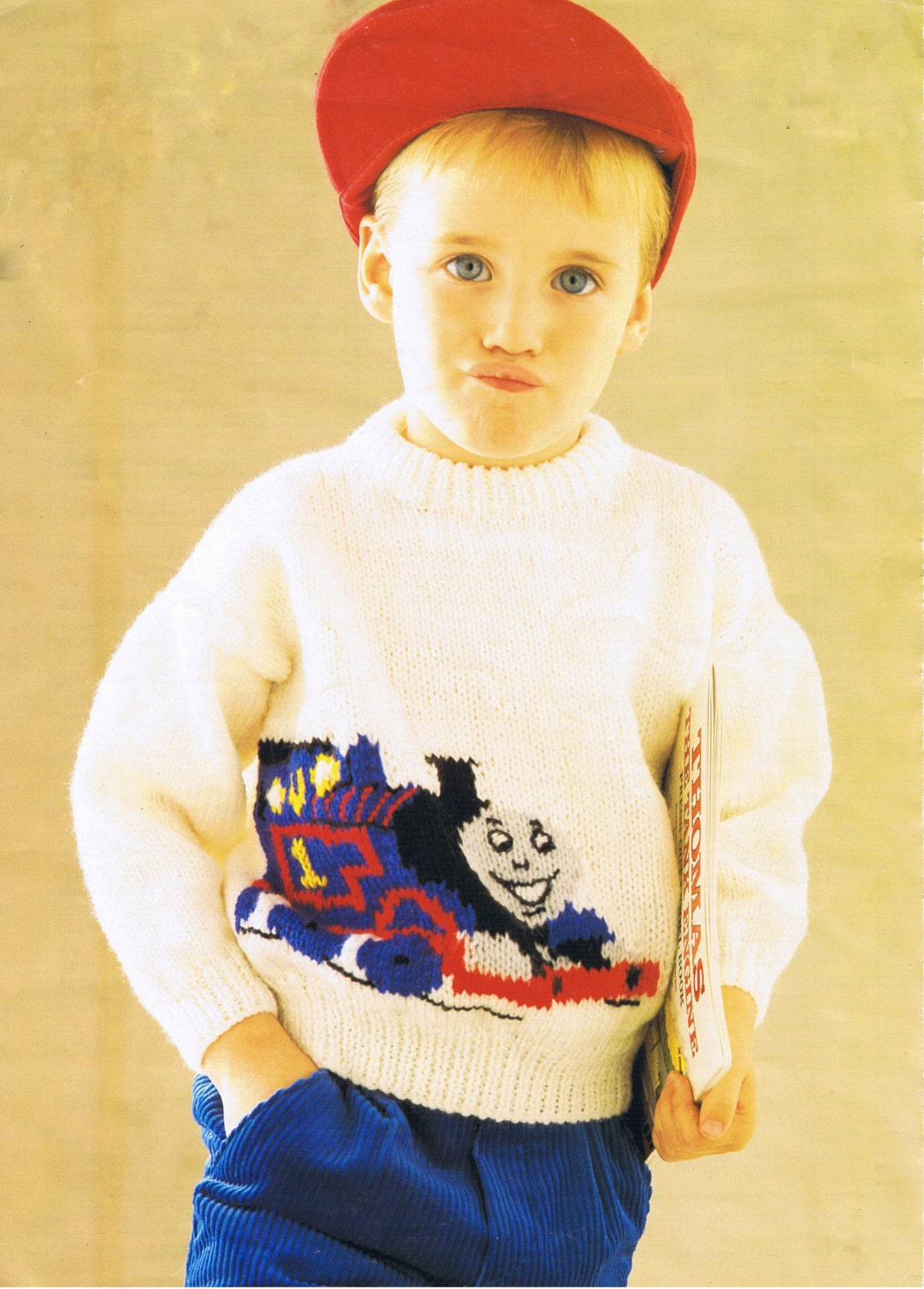 Thomas Tank Engine Intarsia Sweater PDF Knitting Pattern in White Yarn ...