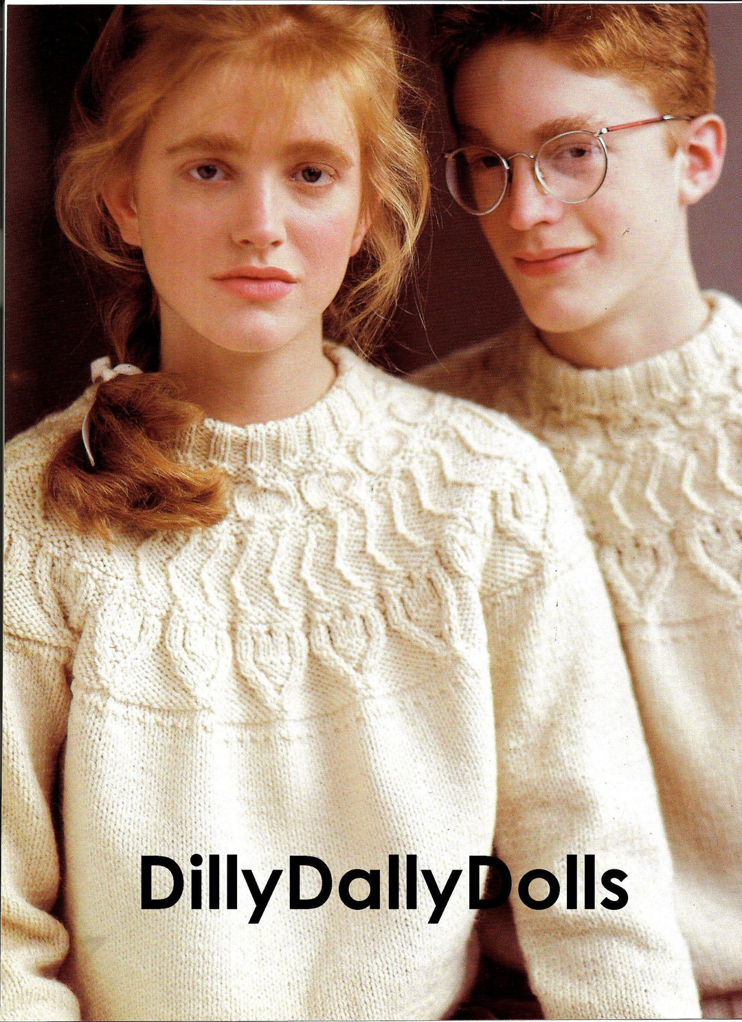 Vintage Rounded Yoke, Chevron and Cable, Unisex, Aran Sweater Knitting ...