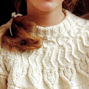 Vintage Rounded Yoke, Chevron and Cable, Unisex, Aran Sweater Knitting ...