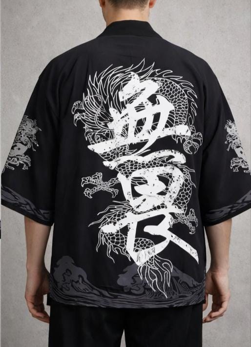 Black Dragon Embroidered Kimono Jacket – Japanese Haori Cardigan - Etsy