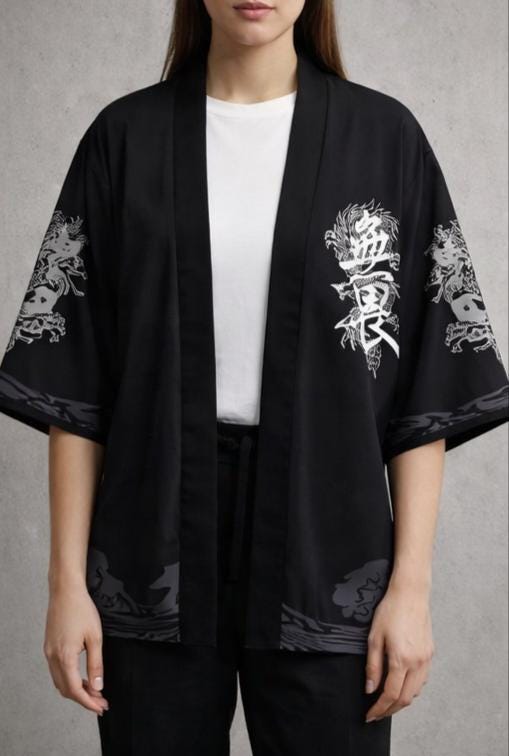 Black Dragon Embroidered Kimono Jacket – Japanese Haori Cardigan - Etsy