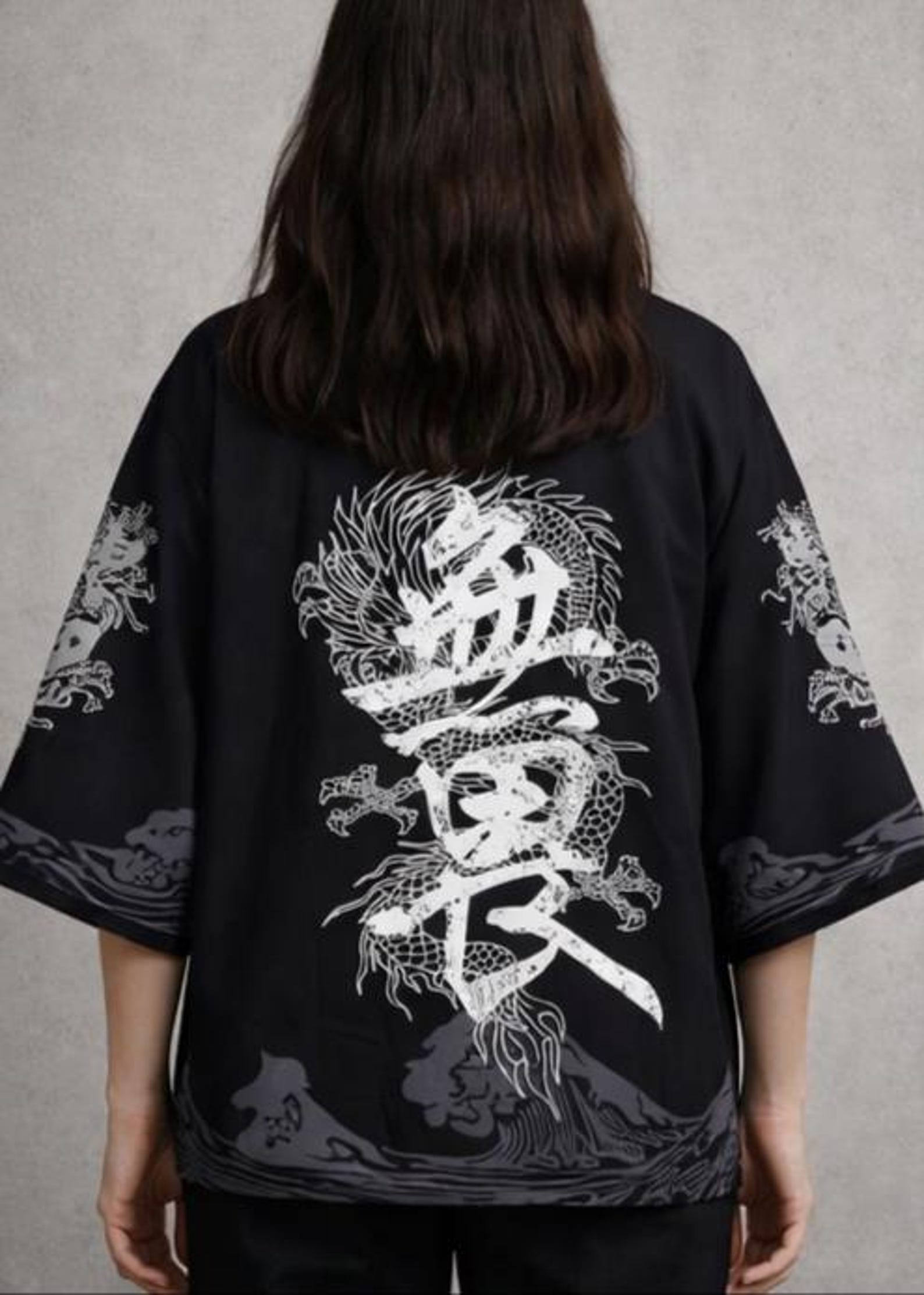 Black Dragon Embroidered Kimono Jacket – Japanese Haori Cardigan - Etsy