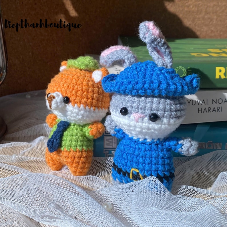 Nick-jully-zootoopia Couple Crochet Dolls, Fox and Bunny Amigurumi Pair ...