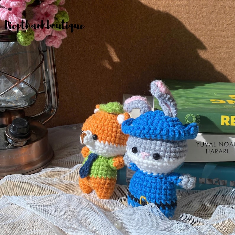 Nick-jully-zootoopia Couple Crochet Dolls, Fox and Bunny Amigurumi Pair ...