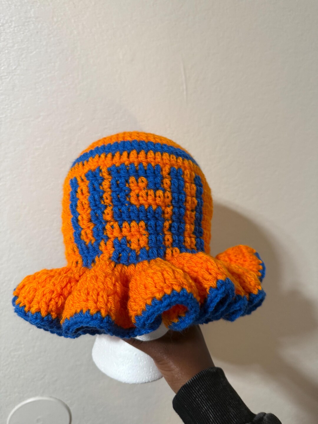 Custom Collegiate Crochet Ruffle Bucket Hat - Etsy
