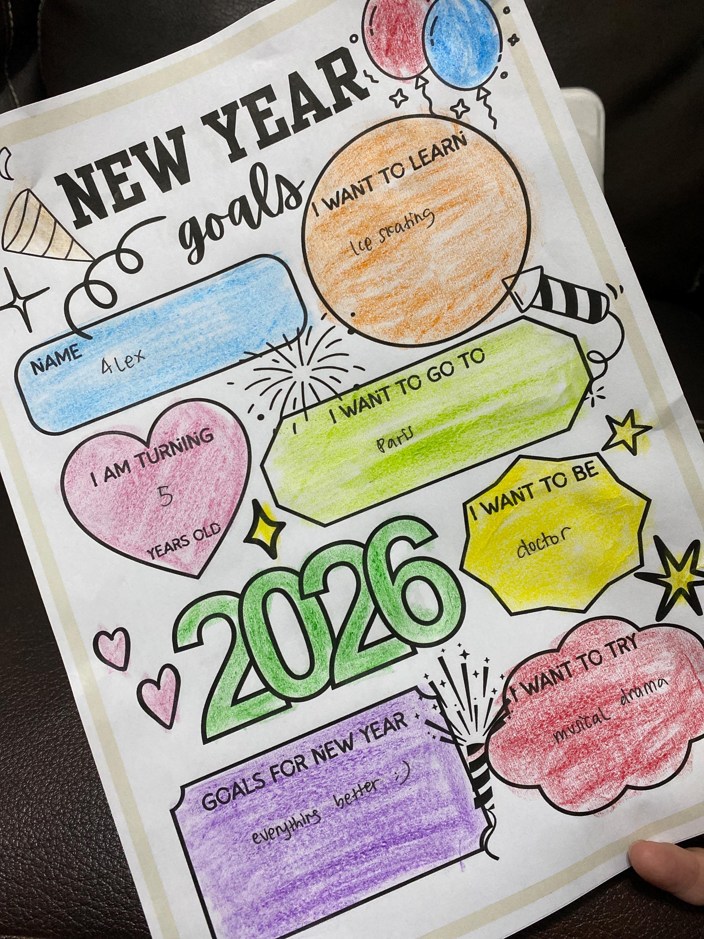 Kids New Year's Resolution Printable – Coloring Pages Activity (PDF) - Etsy