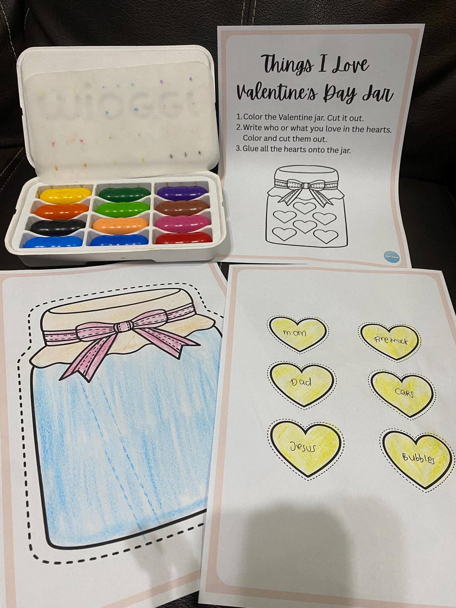 Things I Love Valentine’s Day Jar Craft for Kids or Classroom Activity ...