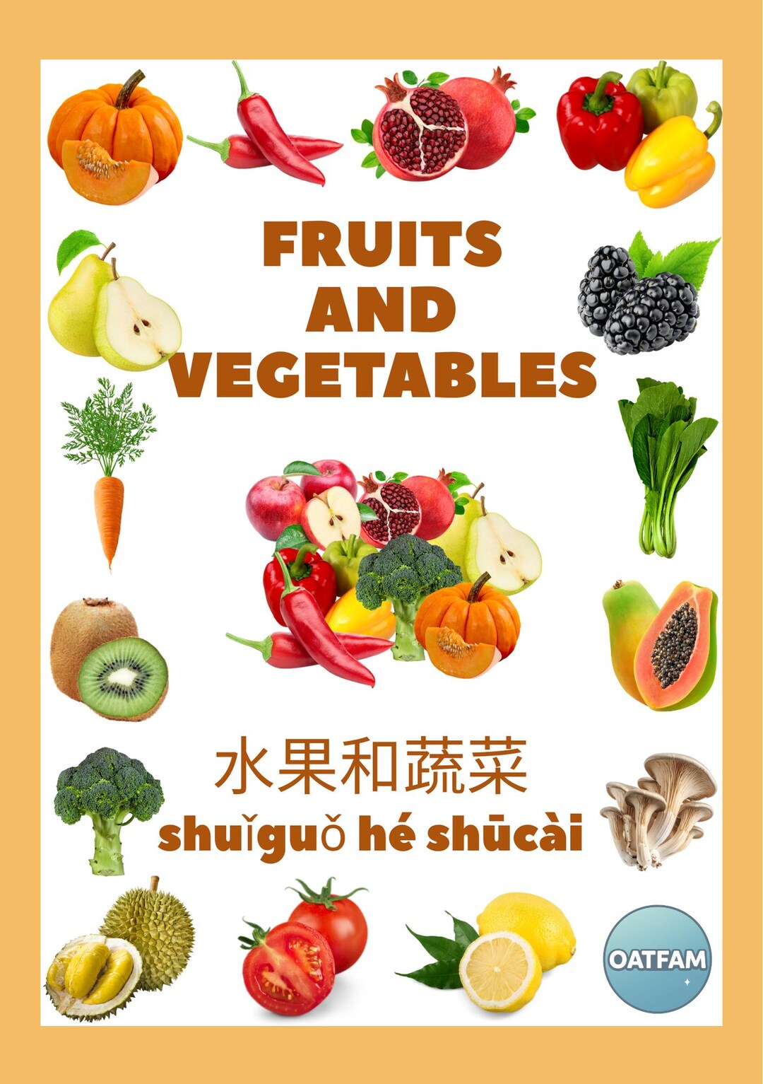 72 Bilingual Fruit & Vegetable Flashcards – English Mandarin, Real ...