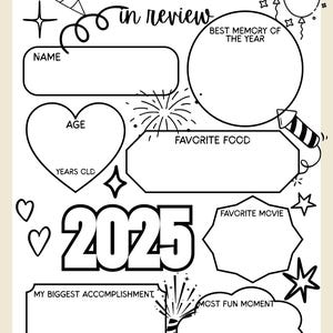 Kids New Year's Resolution Printable – Coloring Pages Activity (PDF) - Etsy