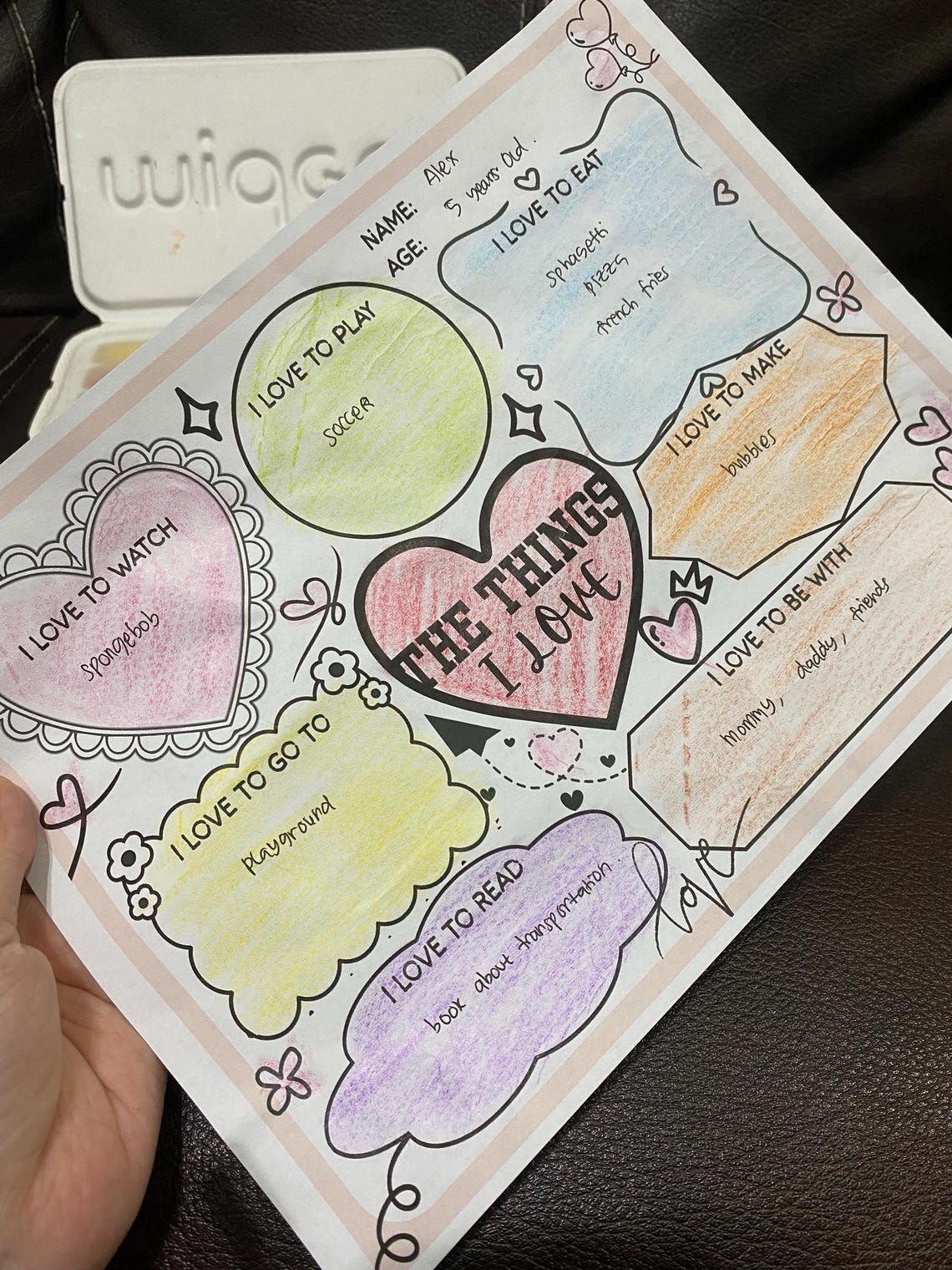 Things I Love Activity Sheet DIY Valentine's Day Kids Worksheet ...