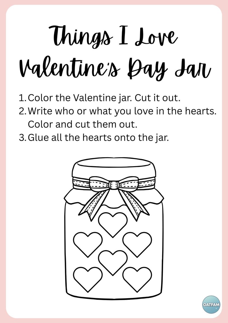 Things I Love Valentine’s Day Jar Craft for Kids or Classroom Activity ...