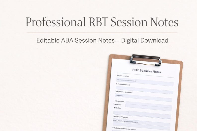 RBT Session Notes Template | Editable ABA Therapy Notes PDF | Behavior ...