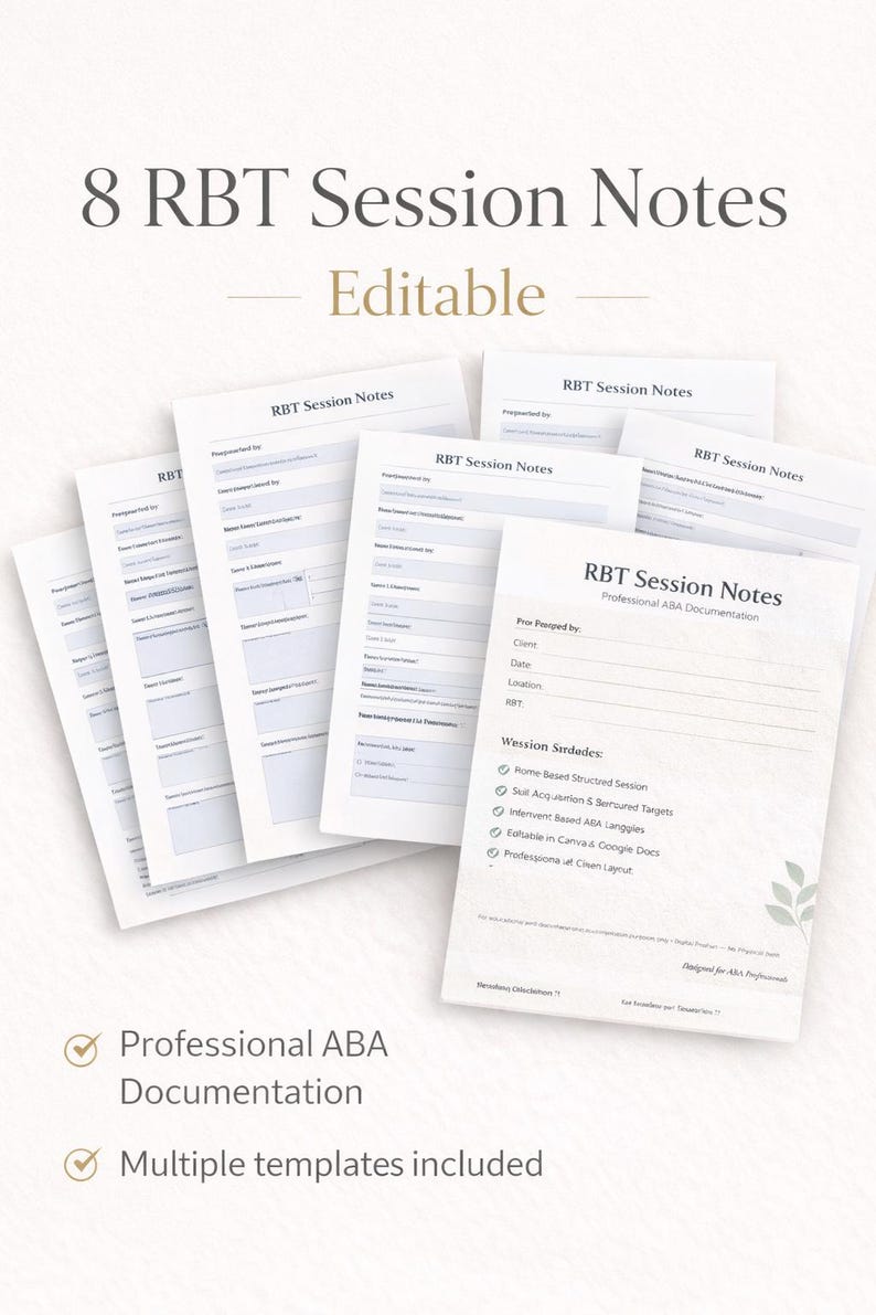RBT Session Notes Template | Editable ABA Therapy Notes PDF | Behavior ...