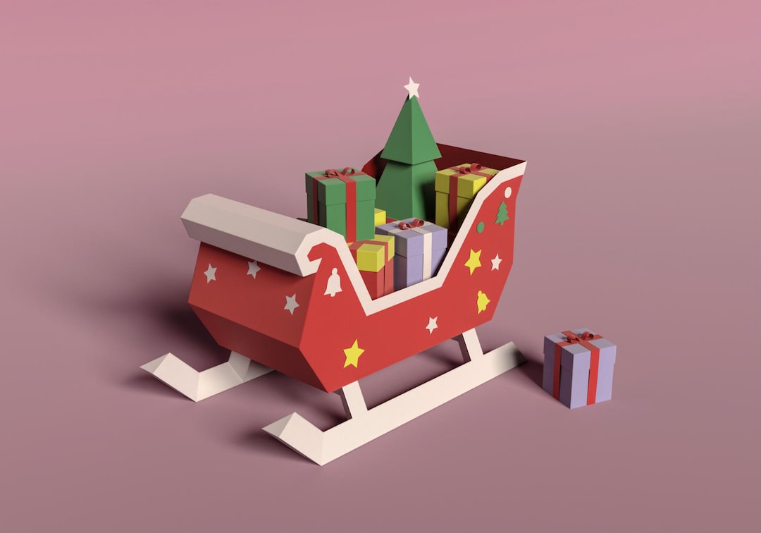 DIY Santa Claus Sleigh, Papercraft, Digital Template - Etsy