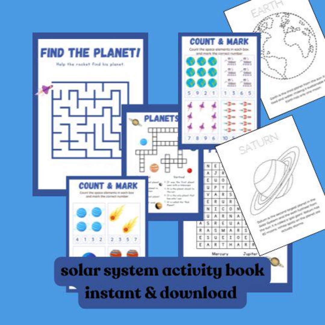 Solar System Activity Pack: Fun Puzzles & Coloring Pages for Kids - Etsy