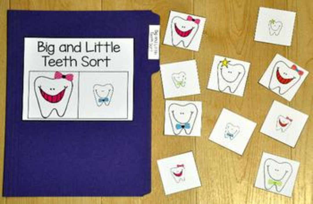 File Folder Game: Dental Health Sorting - Big and Little Teeth - Etsy