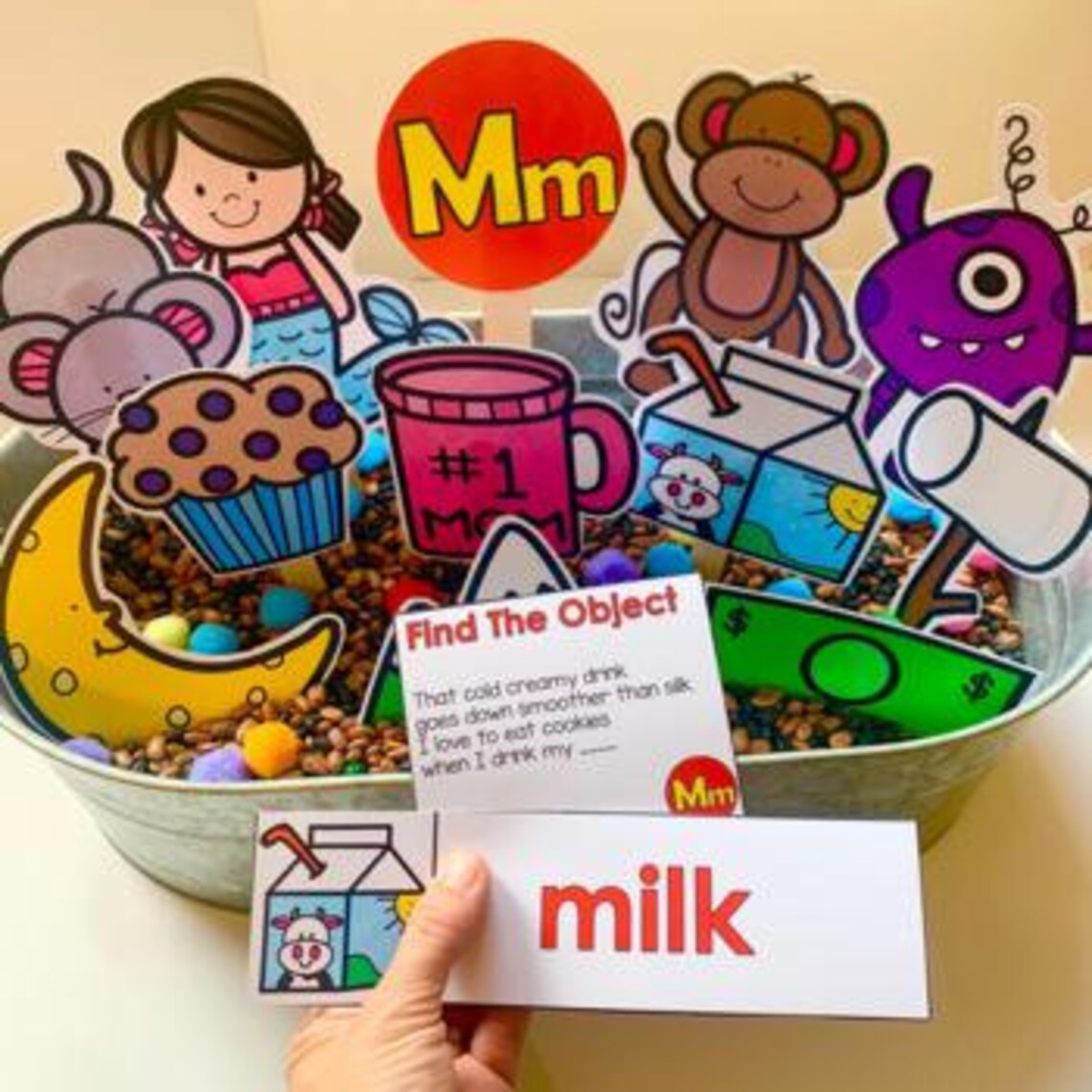 Letter M Sensory Bin Riddles - Early Literacy Phonics Game - Etsy