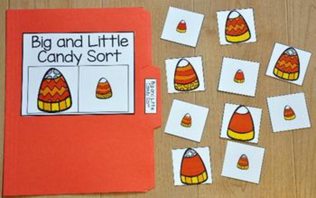 Candy Corn Sorting Game - Big and Little Pieces for Halloween Learning ...