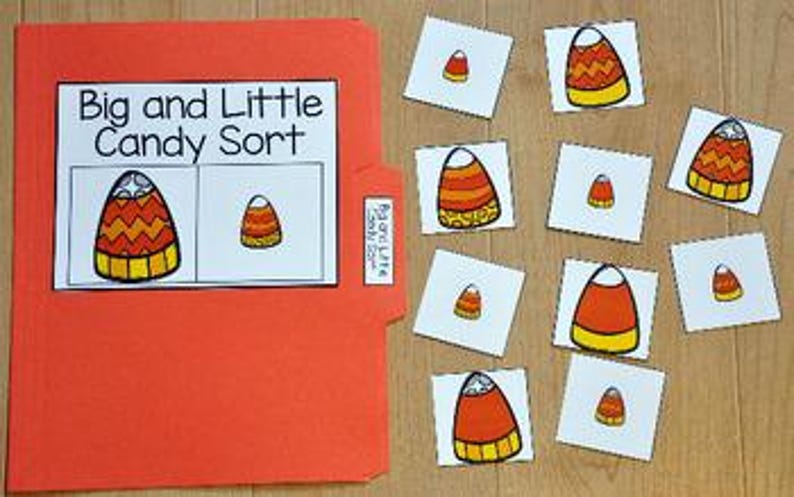 Candy Corn Sorting Game - Big and Little Pieces for Halloween Learning ...