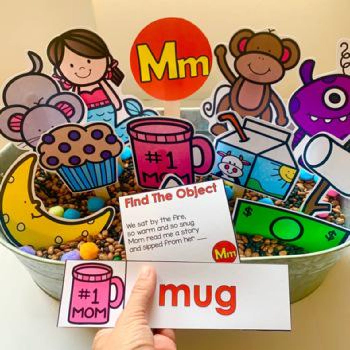Letter M Sensory Bin Riddles - Early Literacy Phonics Game - Etsy