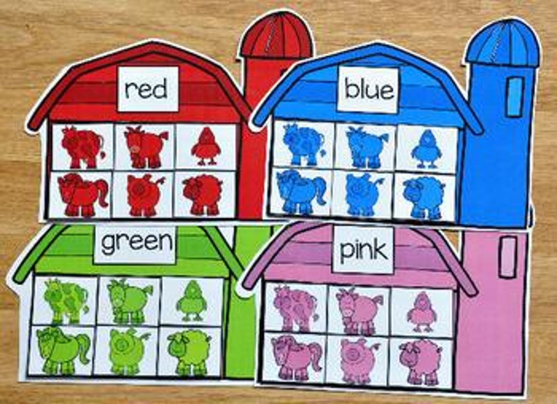 Farm Animal Color Sorting Mats: 11 Barn Colors for Toddlers - Etsy