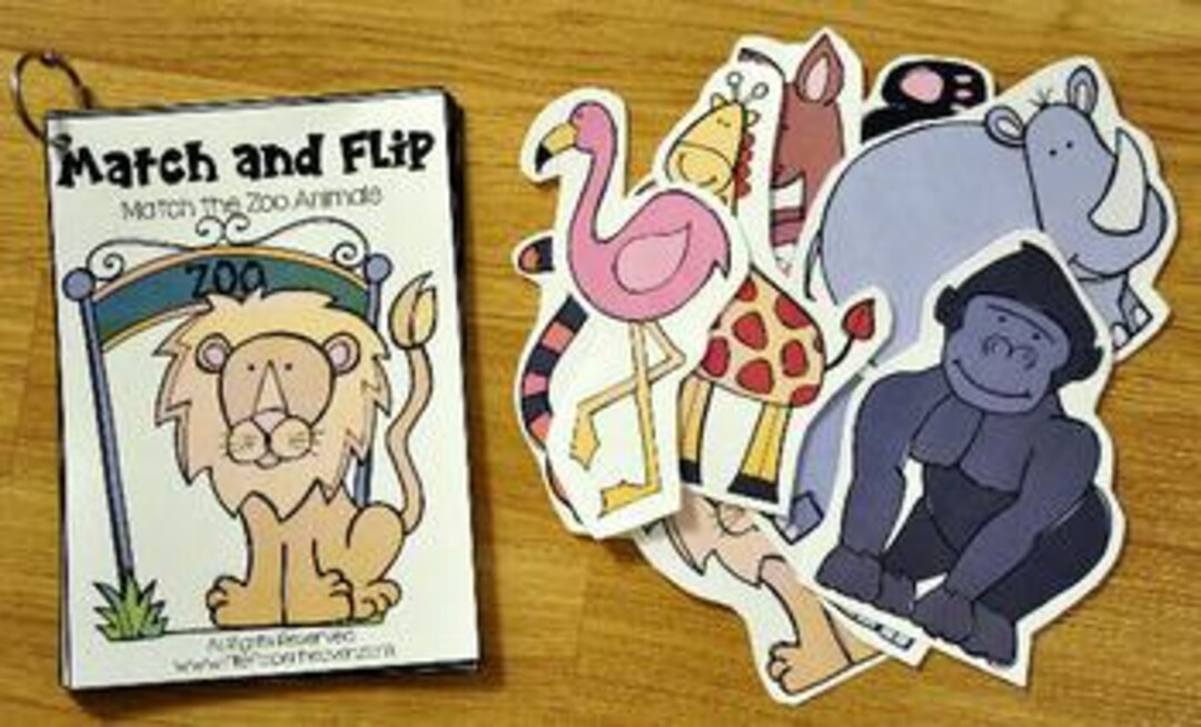 Match and Flip Books: Zoo Animal Matching - Large Pieces for Kids - Etsy
