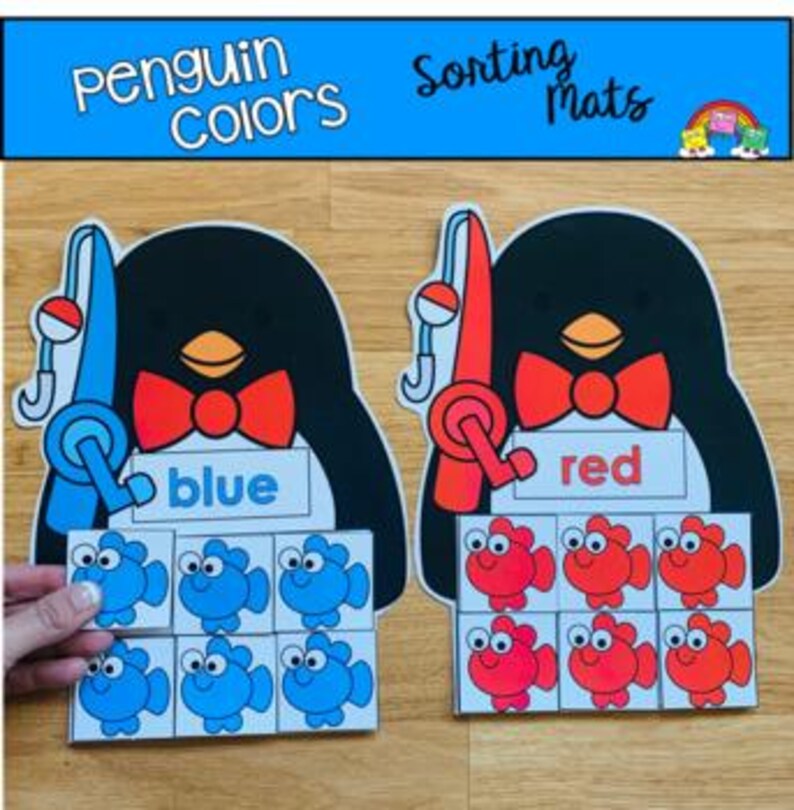 Penguin Sorting Mats - Color Matching and Fine Motor Skills - Etsy