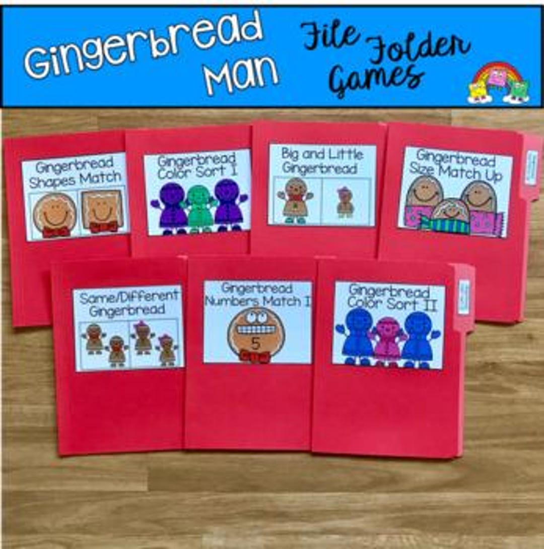 Gingerbread Man File Folder Games, Holiday Learning Fun (ages Preschool ...