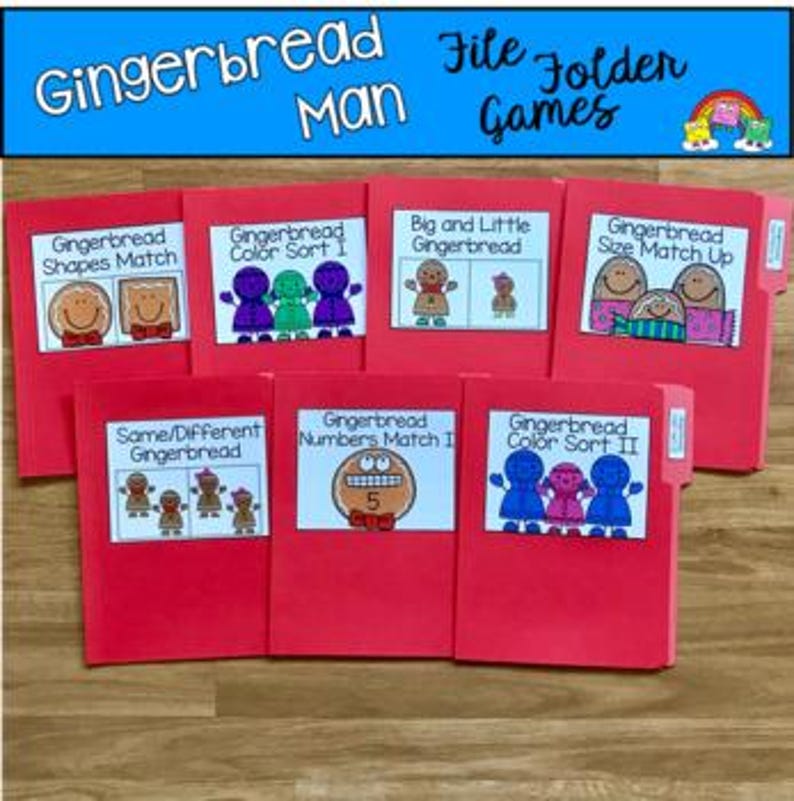 Gingerbread Man File Folder Games, Holiday Learning Fun (ages Preschool ...