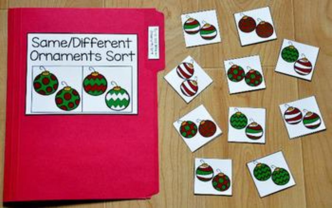 File Folder Learning Game: Christmas Ornament Sorting - Same or ...