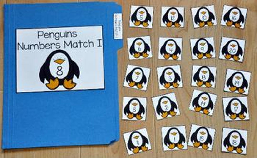 Penguin Number Match File Folder Game - Hands-on Early Math Skills - Etsy