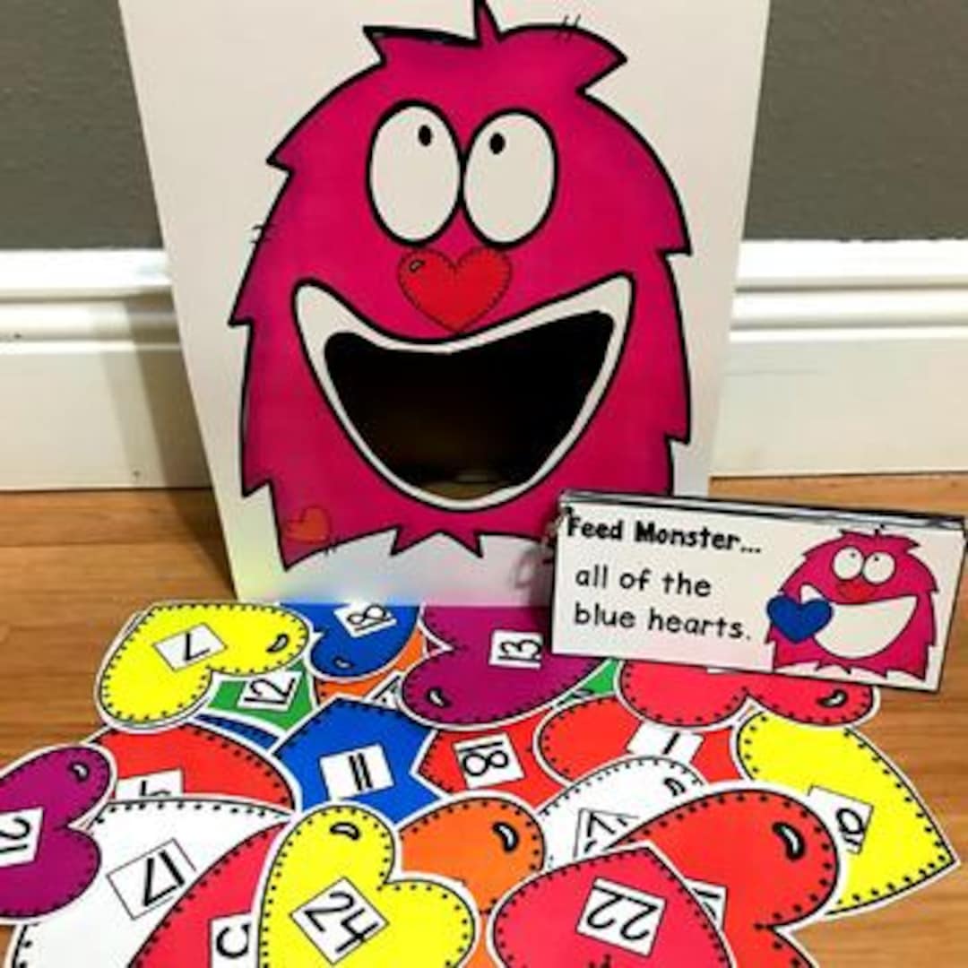 Valentine's Day Sensory Bin: Feed the Love Monster Hearts Activity - Etsy