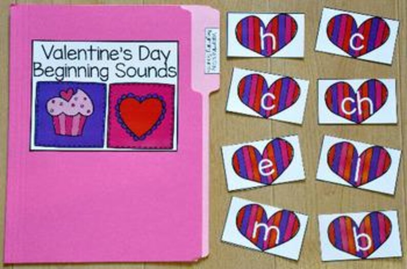 Beginning Sounds File Folder Game: Valentine's Theme - Early Literacy ...