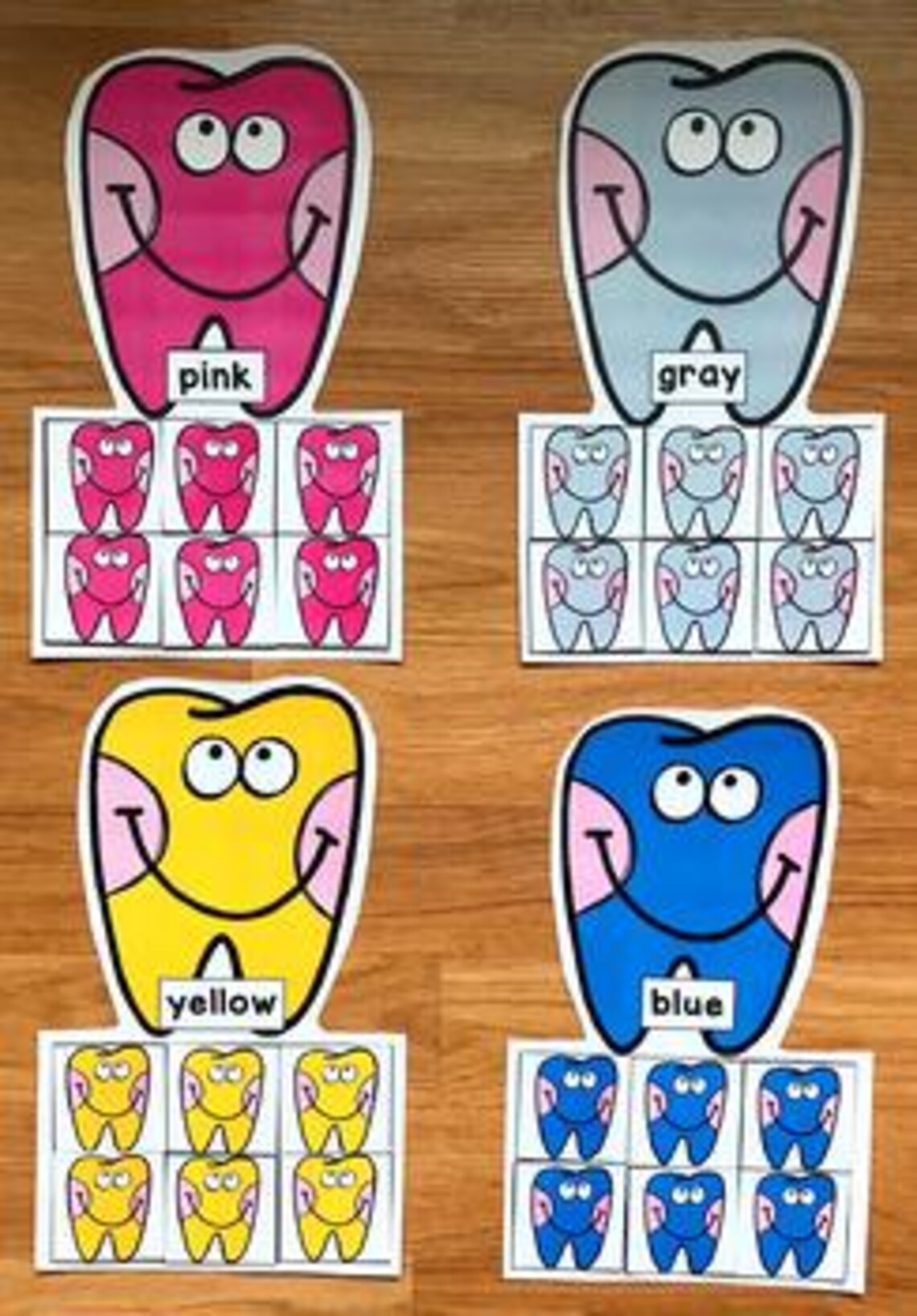 Teeth Color Sorting Mats - Hands-on Learning for Kids - Etsy